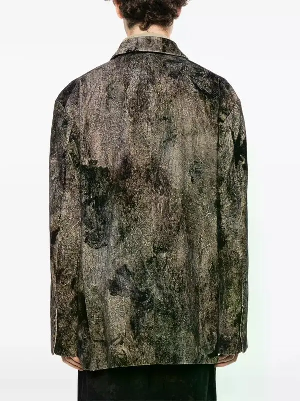 ZIGGY CHEN Crinkled-finish Double-breasted Jacket - Brown