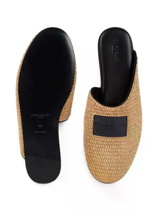 Givenchy Label Raffia-effect Flat Mules