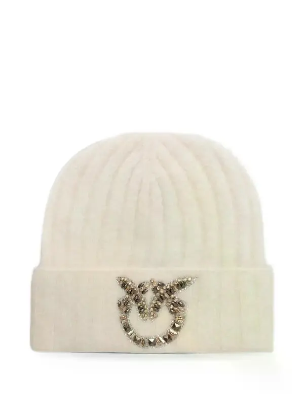 Pinko Love Birds Crystal-embellished Beanie Hat