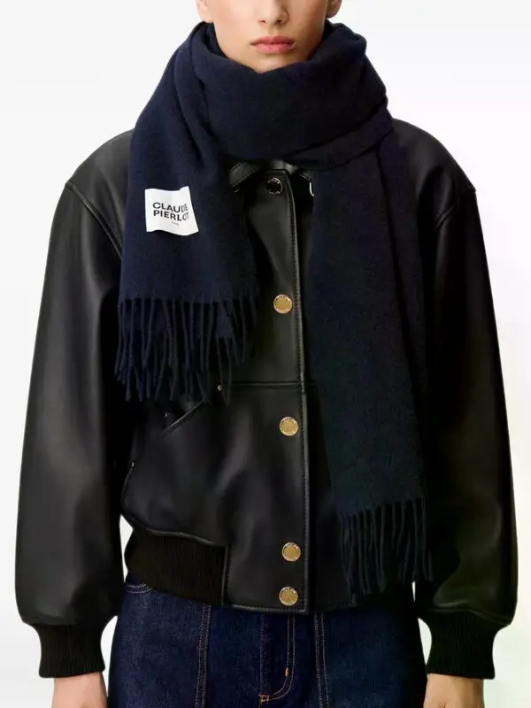 Claudie Pierlot Fringed Logo-patch Scarf