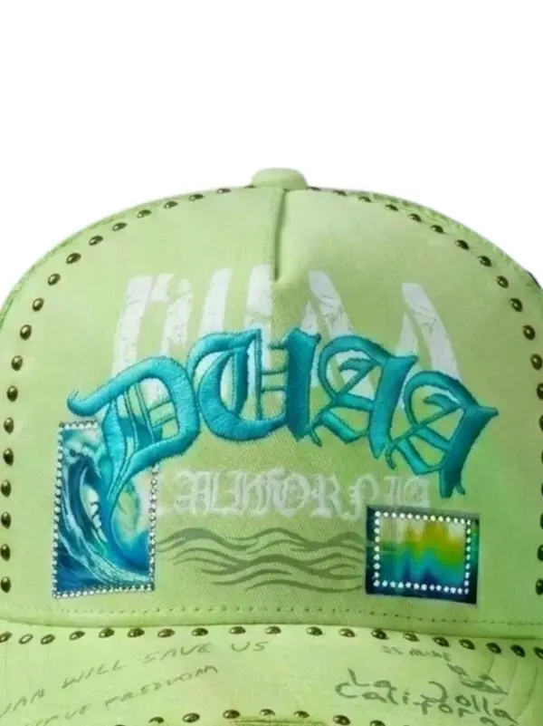 DUAA Studded Distressed-brim Cap - Green