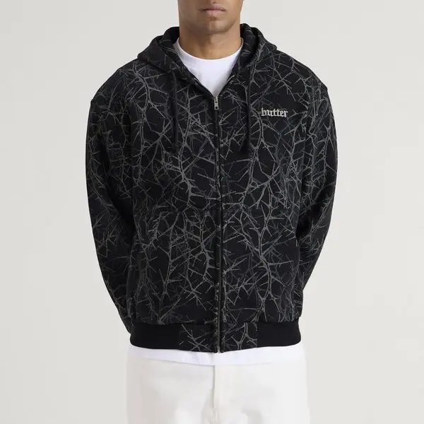 BUTTER GOODS Thorn Camo Waffle Zip Hoodie
