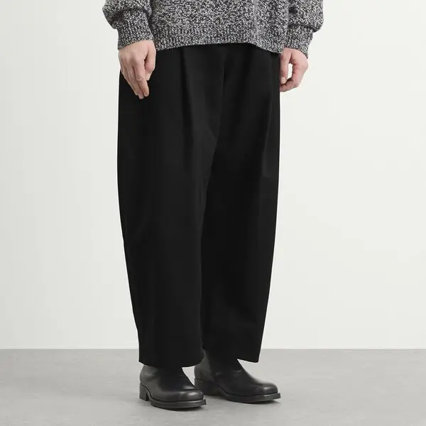 Studio Nicholson Sorte Peached Cotton Pleat Volume Pant