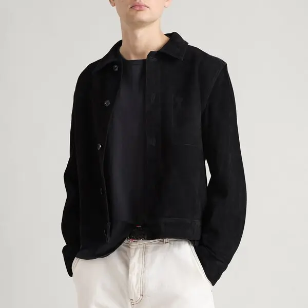 AMI Paris Suede Jacket With Embossed Adc