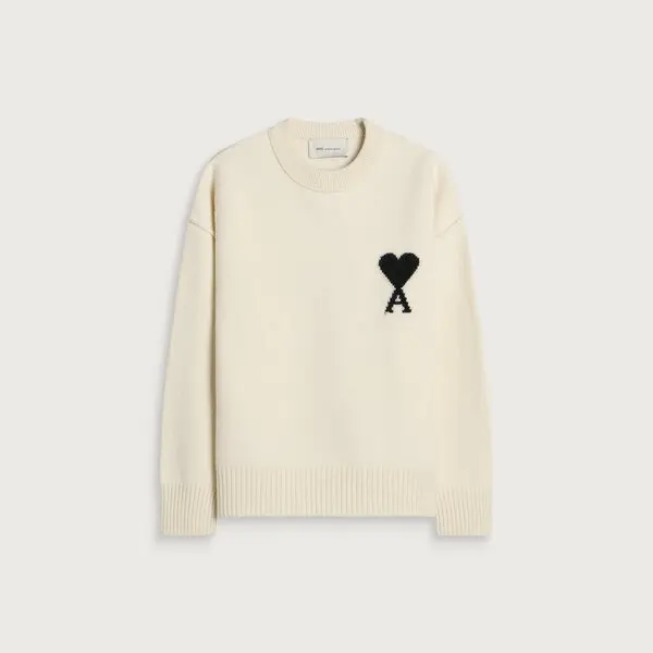 AMI Paris Crewneck Contrasted Adc Jumper - Nut/black