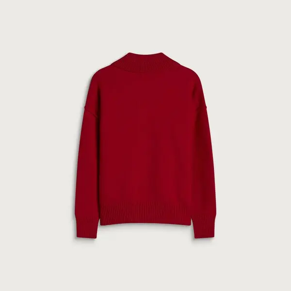 AMI Paris Contrasted Adc Polo - Ruby Red/ Black