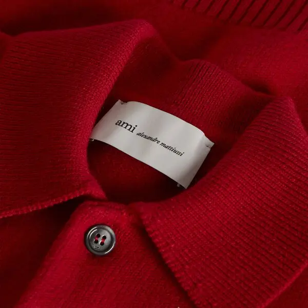 AMI Paris Contrasted Adc Polo - Ruby Red/ Black
