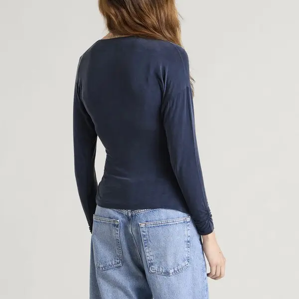 PEACHY DEN Cupro Balloon Sleeve Top