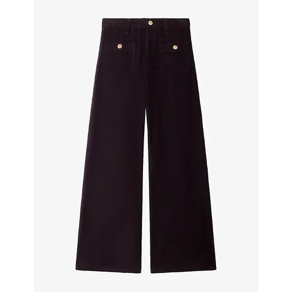 Sandro Straight-leg High-rise Velvet Trousers