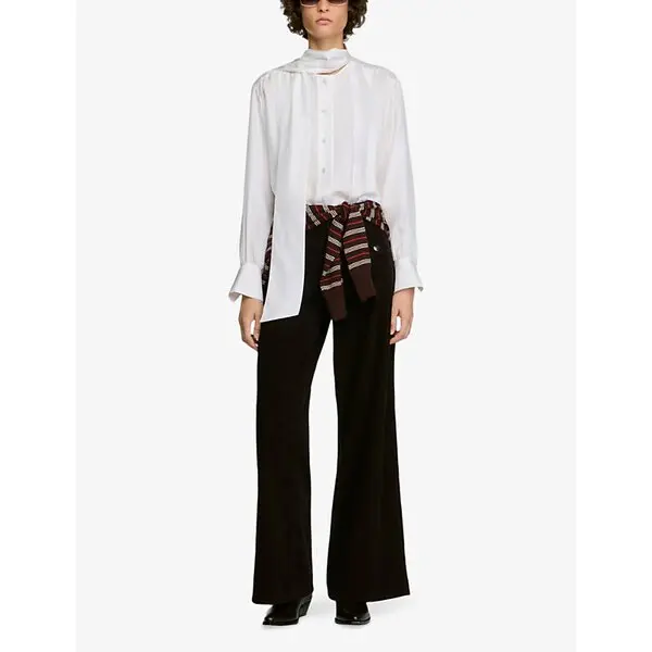 Sandro Straight-leg High-rise Velvet Trousers