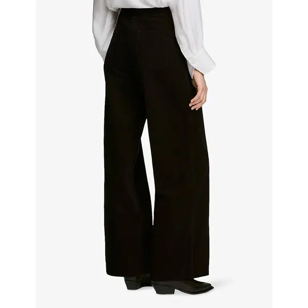 Sandro Straight-leg High-rise Velvet Trousers