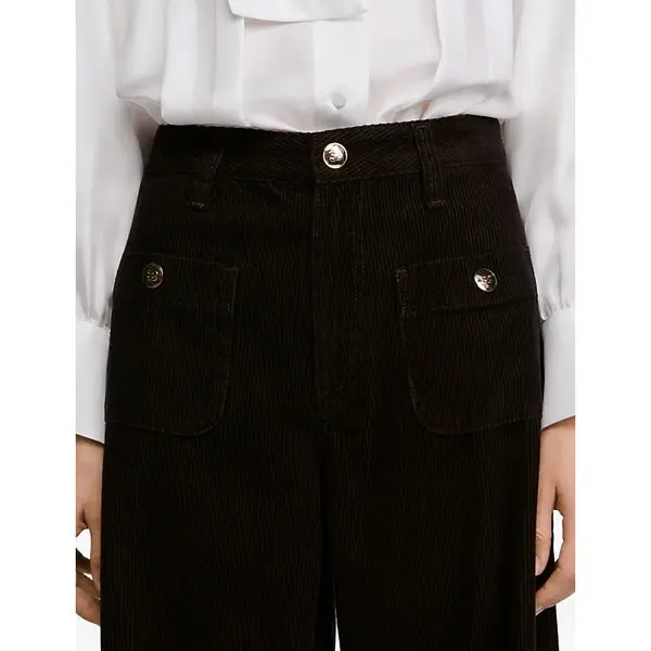 Sandro Straight-leg High-rise Velvet Trousers