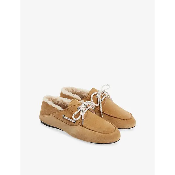 Sandro Shearling-lined Suede Boat Shoes