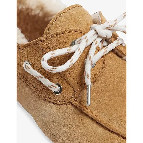 Sandro Shearling-lined Suede Boat Shoes