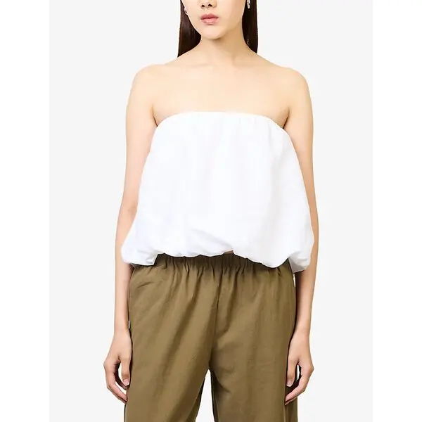 DEIJI STUDIOS Bubble Drawstring Linen Top