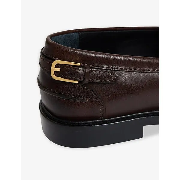 Sandro Buckle Flat Leather Loafers
