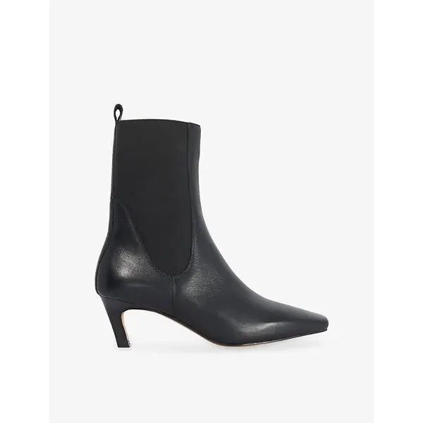 DUNE Odela Leather Heeled Ankle Boots - Black Leather