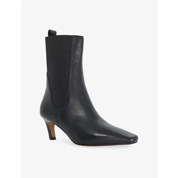 DUNE Odela Leather Heeled Ankle Boots - Black Leather