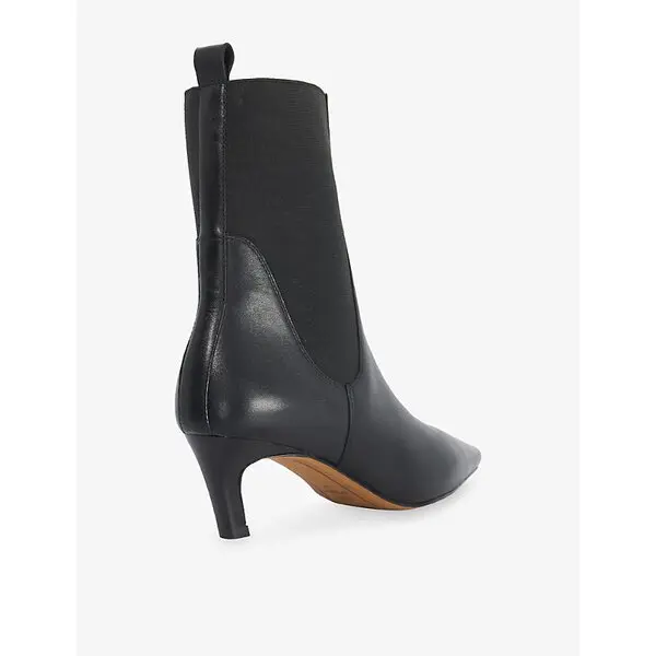 DUNE Odela Leather Heeled Ankle Boots - Black Leather