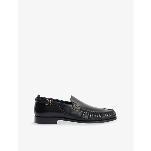 Sandro Buckle-embellished Leather Loafers