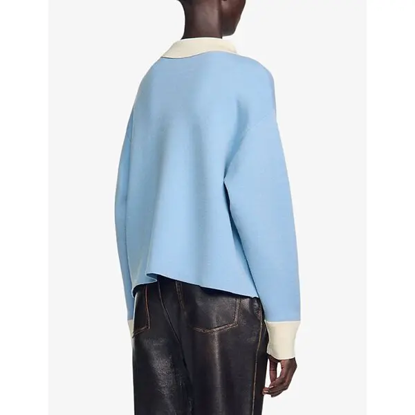 Sandro Collared Two-tone Wool-blend Polo