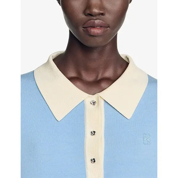 Sandro Collared Two-tone Wool-blend Polo