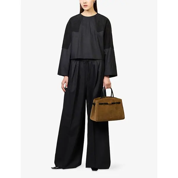 Max Mara Panelled Crop Wool Flannel Blouse