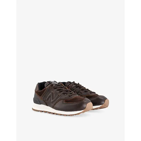 NEW BALANCE 574 Leather Trainers - Pumpernickle
