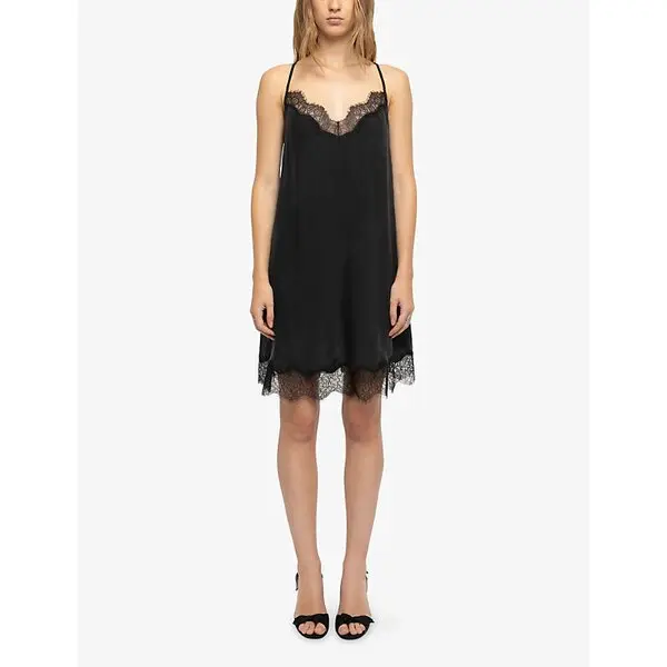 Zadig&Voltaire Respas Lace-trim Silk Mini Dress