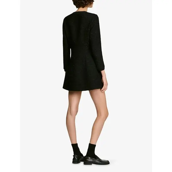 Sandro Zipped Chain-embellished Woven Mini Dress