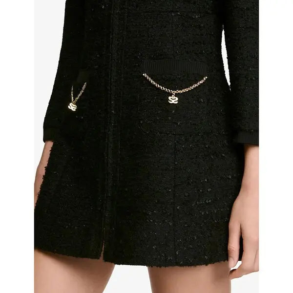Sandro Zipped Chain-embellished Woven Mini Dress