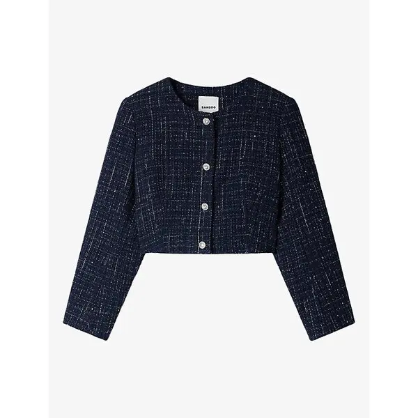 Sandro Decorative Round-neck Tweed Jacket