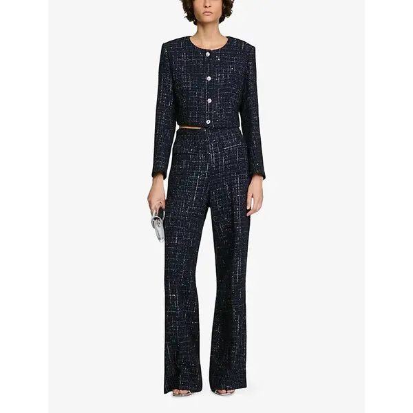 Sandro Decorative Round-neck Tweed Jacket