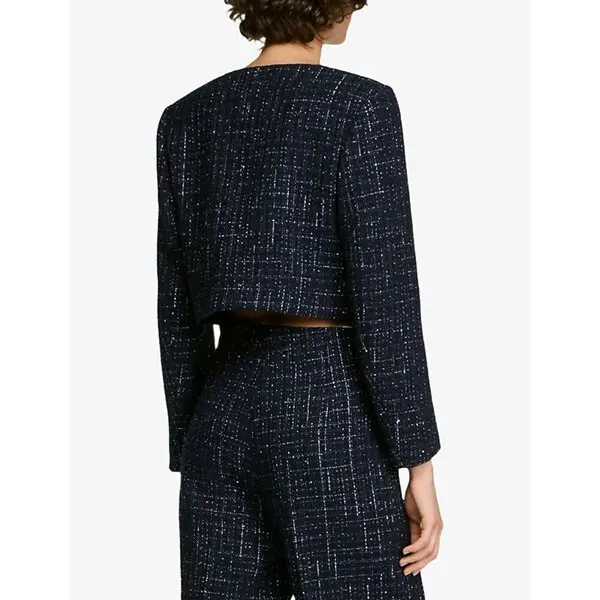 Sandro Decorative Round-neck Tweed Jacket