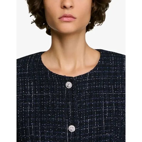 Sandro Decorative Round-neck Tweed Jacket