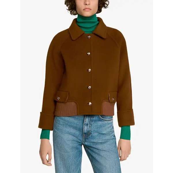 Sandro Collared Short Wool Coat