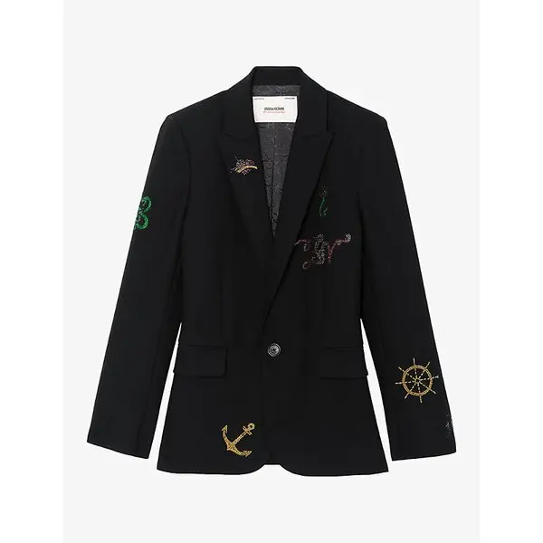Zadig&Voltaire Valse Rhinestone-embellished Stretch-woven Blazer
