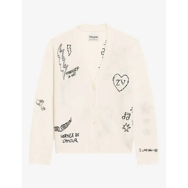 Zadig&Voltaire Mirkaz Logo-embroidered Cashmere Cardigan