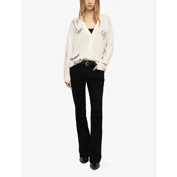 Zadig&Voltaire Mirkaz Logo-embroidered Cashmere Cardigan
