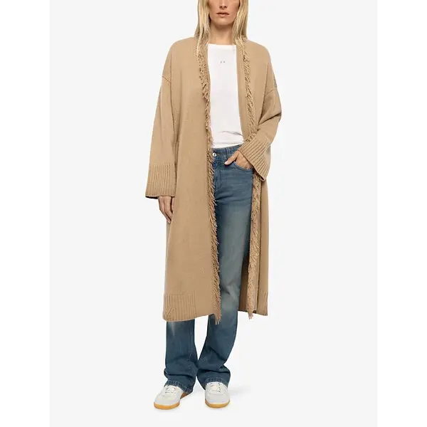 Zadig&Voltaire Camy Fringed-trim Wool And Cashmere Coat