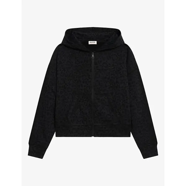 Zadig&Voltaire Swee Leopard-print Cotton-jersey Hoodie - Carbone