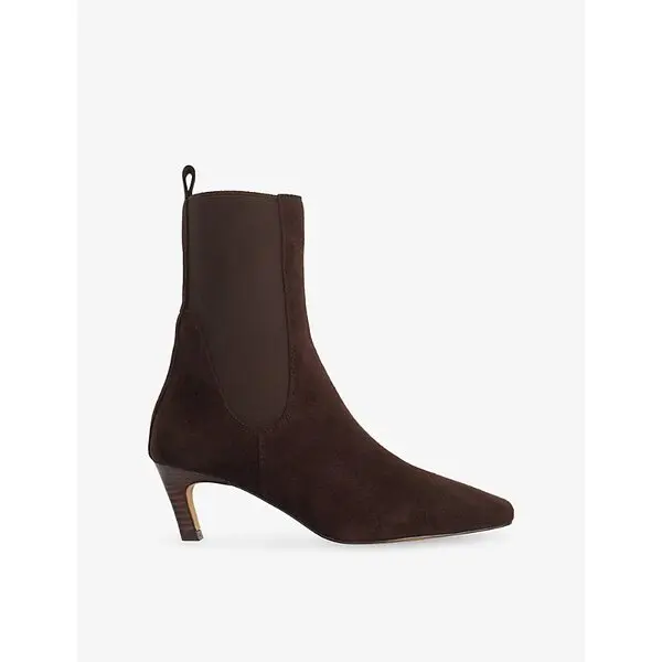 DUNE Odela Suede Heeled Ankle Boots - Brown Suede
