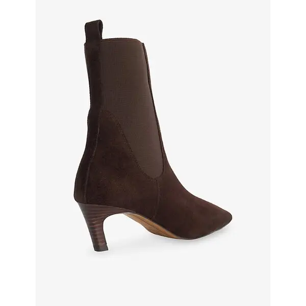 DUNE Odela Suede Heeled Ankle Boots - Brown Suede