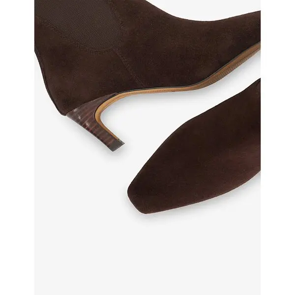 DUNE Odela Suede Heeled Ankle Boots - Brown Suede