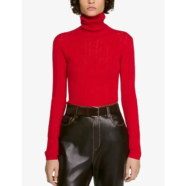 Sandro Rollneck Cable-knit Wool-blend Jumper