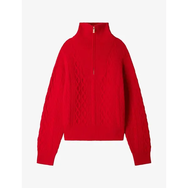 Sandro Textu Zip-neck Wool Trucker Jumper
