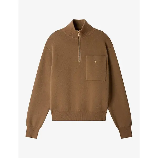 Sandro Zip-neck Wool And Cashmere-blend Jumper