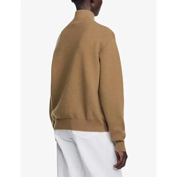 Sandro Zip-neck Wool And Cashmere-blend Jumper