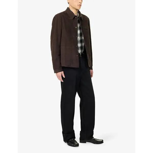 TOM FORD Nubuck Suede Leather Jacket - Dark Brown