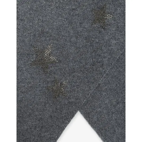 Zadig&Voltaire Lucy Rhinestone-embellished Wool-blend Scarf - Dark Grey
